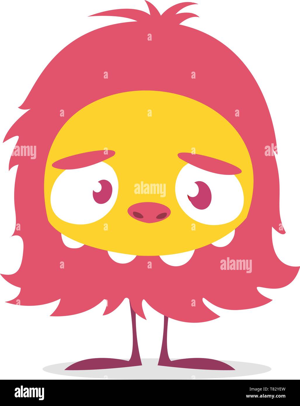 Cute cartoon monster smiling. Vector illustration of red funny monster ...