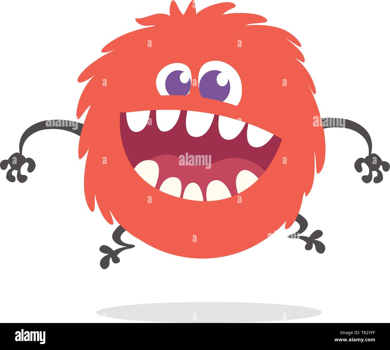 Cartoon Happy Monster With Big Mouth Laughing . Vector illustration of ...