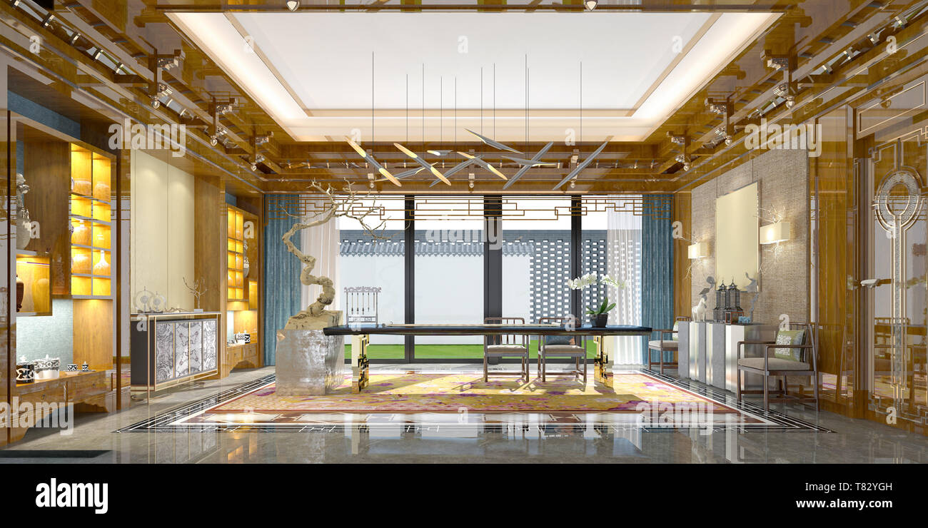 3d render working office Stock Photo - Alamy