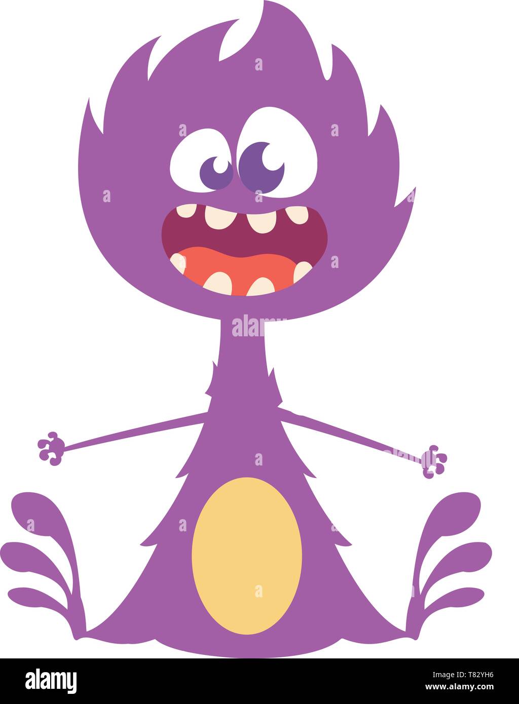 Angry cartoon dragon. Vector Halloween purple monster illustration ...