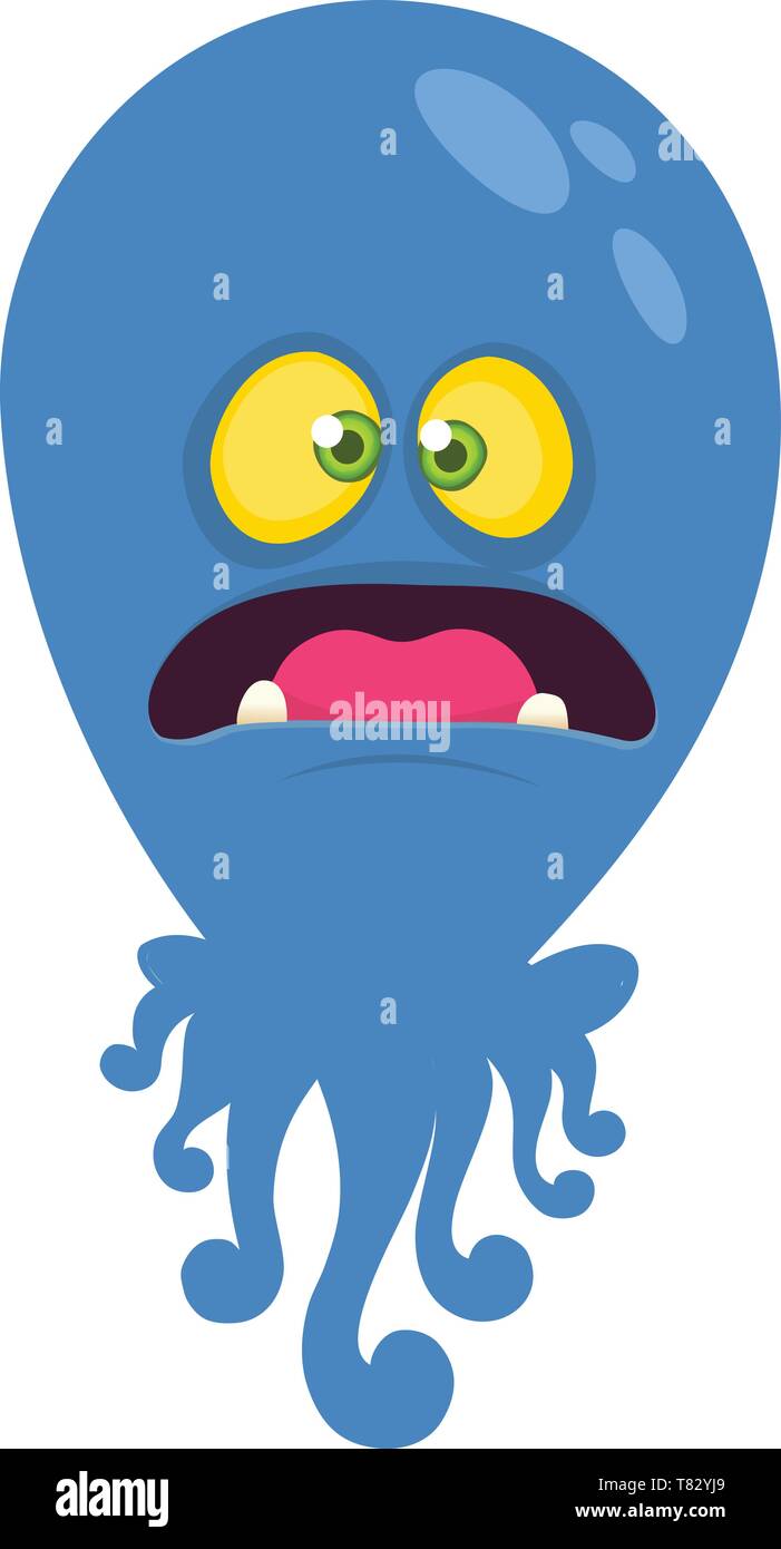 Funny cartoon octopus monster. Vector Halloween purple octopus ...