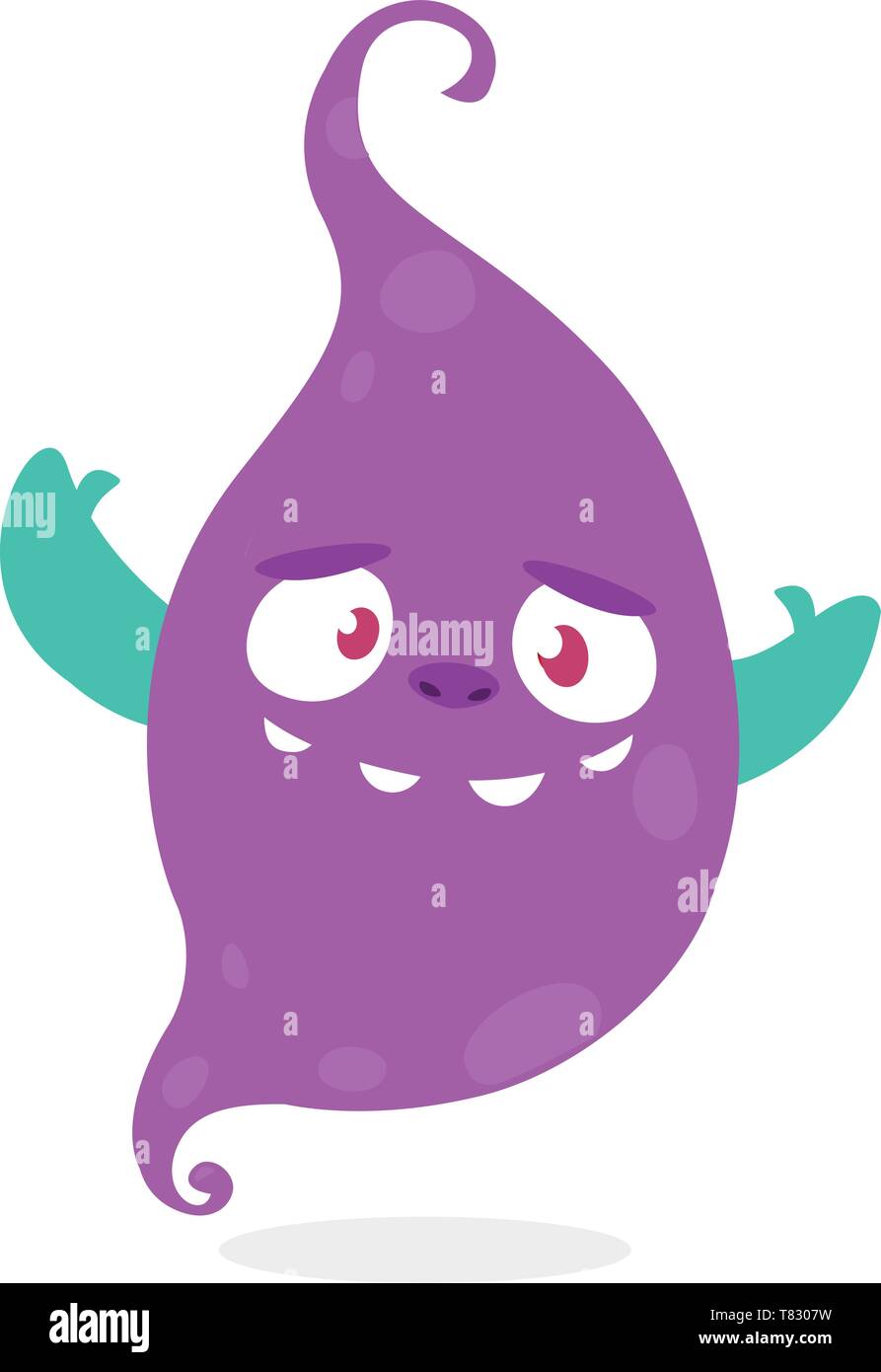 Funny cartoon ghost character design for Halloween. Vector illustration ...