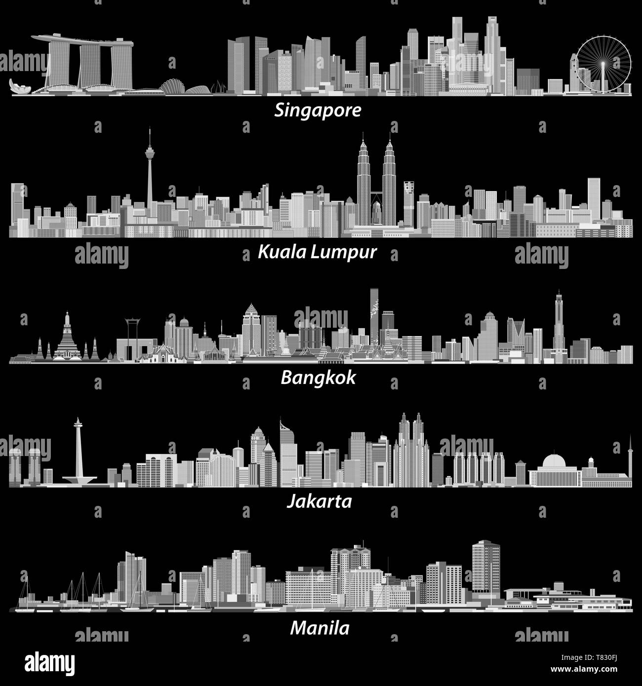 vector illustrations of asian cities skylines Stock Vector Image & Art ...