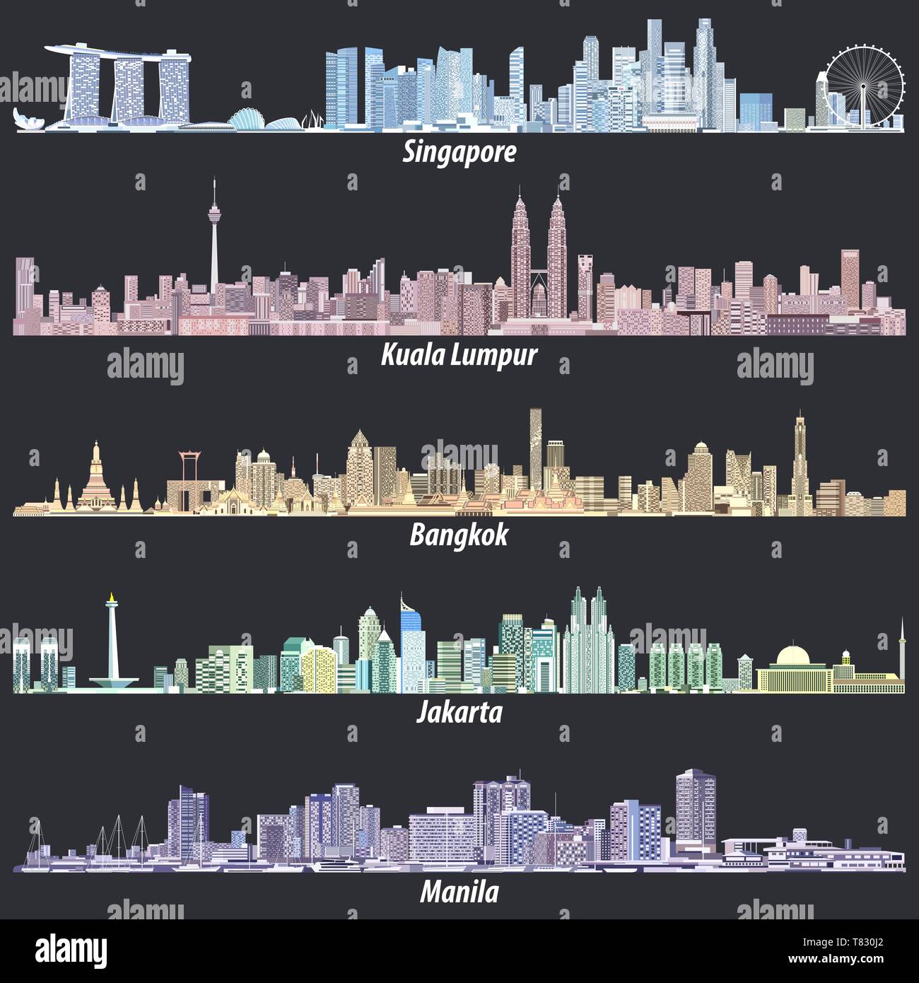 vector illustrations of asian cities skylines Stock Vector Image & Art ...