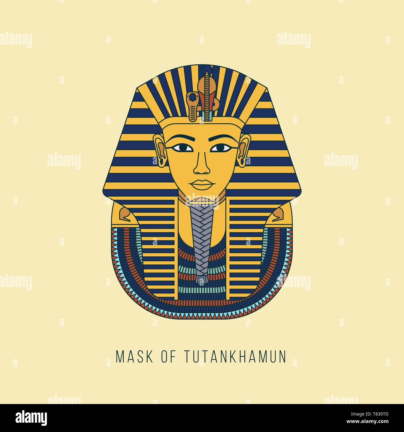 Colorful vector Burial Mask Illustration Egyptian golden pharaohs mask ...