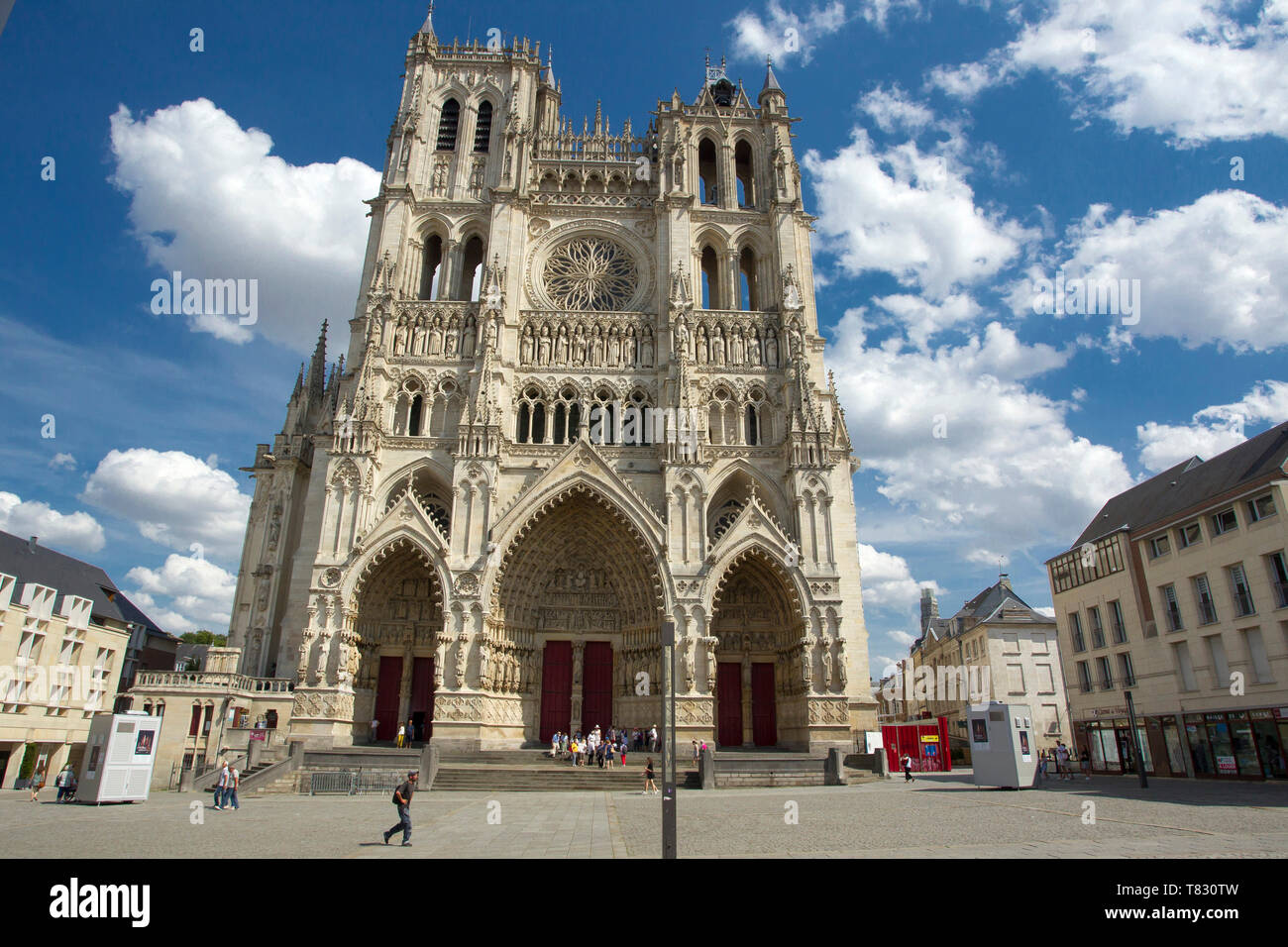 Amiens (northern France): facade of the a Roman Catholic Cathedral of ...