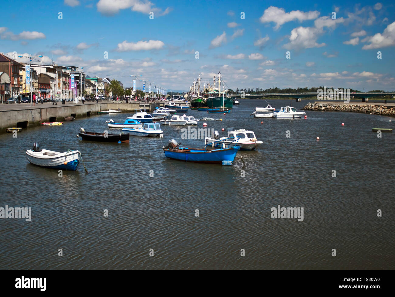 View of Wexford Quay and the harbour with anchored ships.Ireland Stock ...