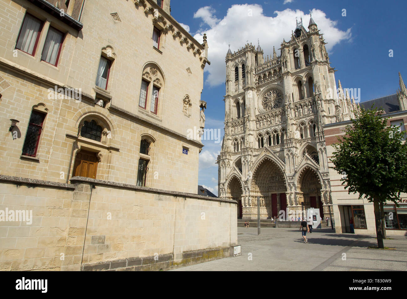 Amiens (northern France): facade of the a Roman Catholic Cathedral of ...