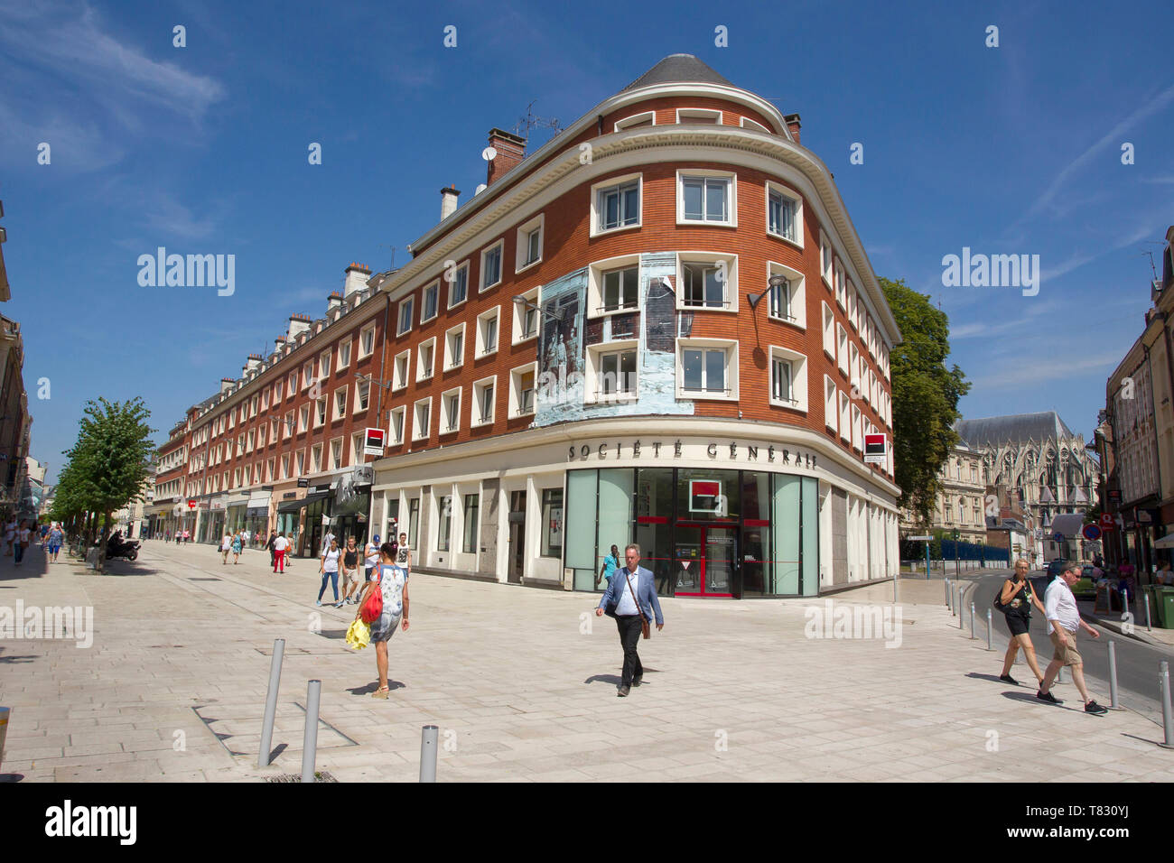 Amiens (northern France): buildings in “place Rene Goblet” square, and ...