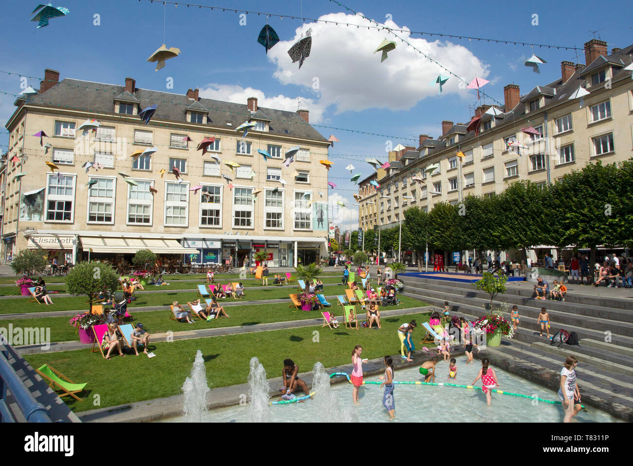Amiens (northern France): buildings in “place Gambetta” square, in the ...