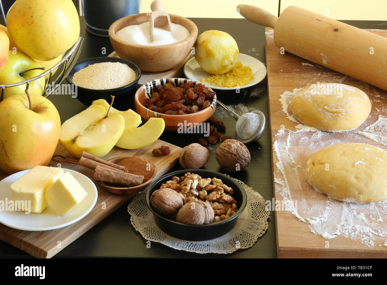 Preparation dough apple strudel hi-res stock photography and images - Alamy