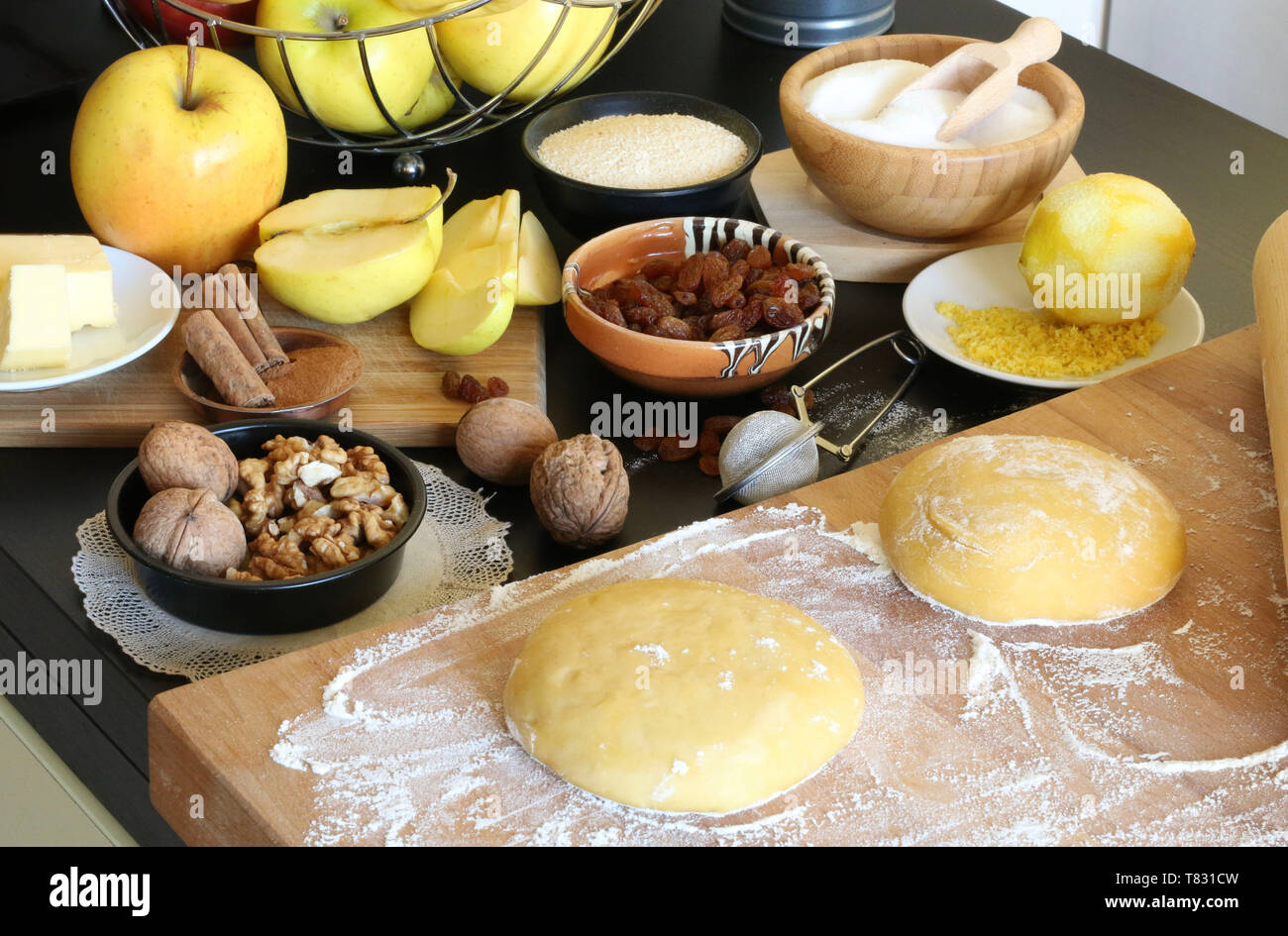 Preparation dough apple strudel hi-res stock photography and images - Alamy