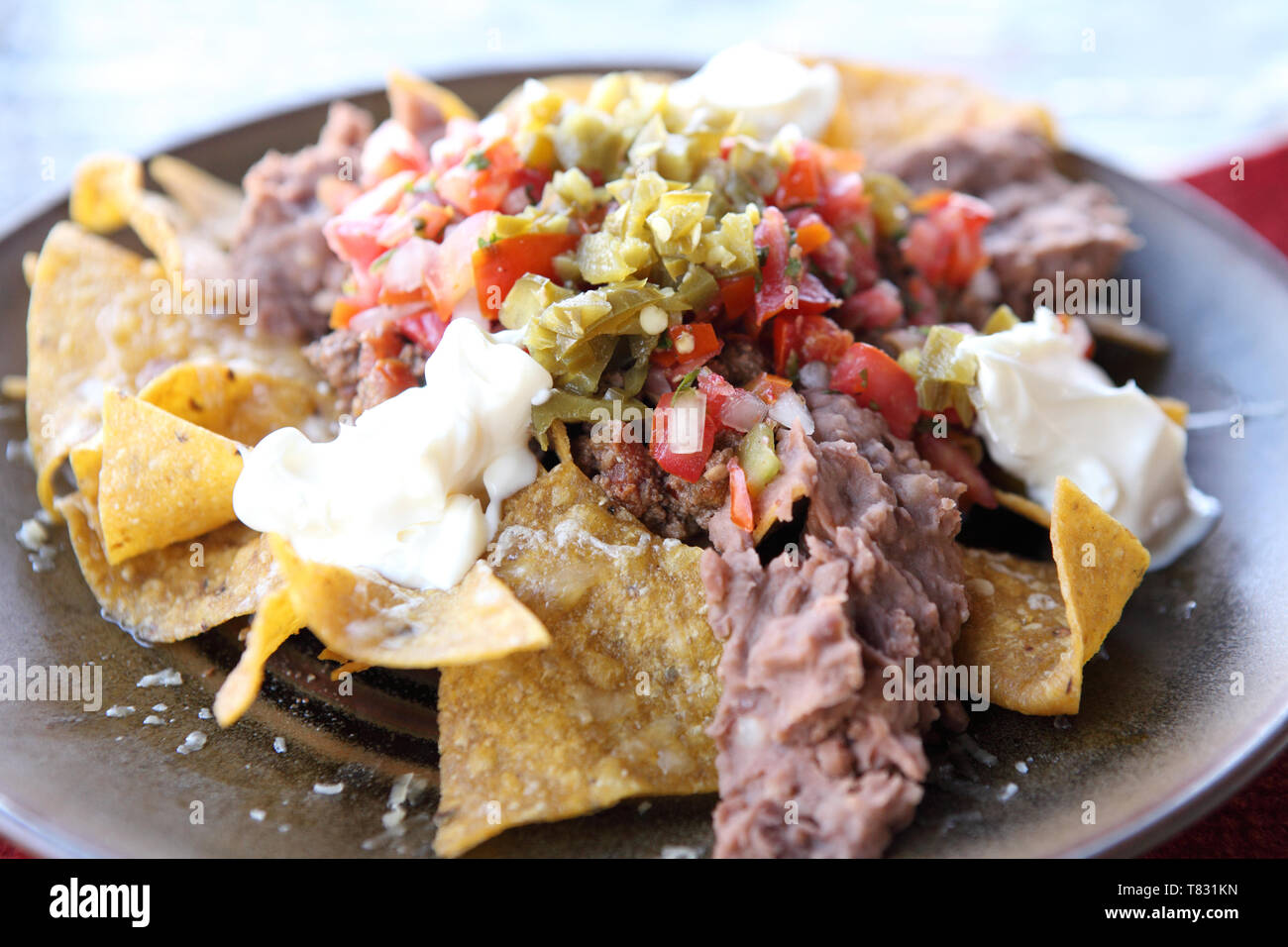 Mexican nacho chips meat hi-res stock photography and images - Alamy