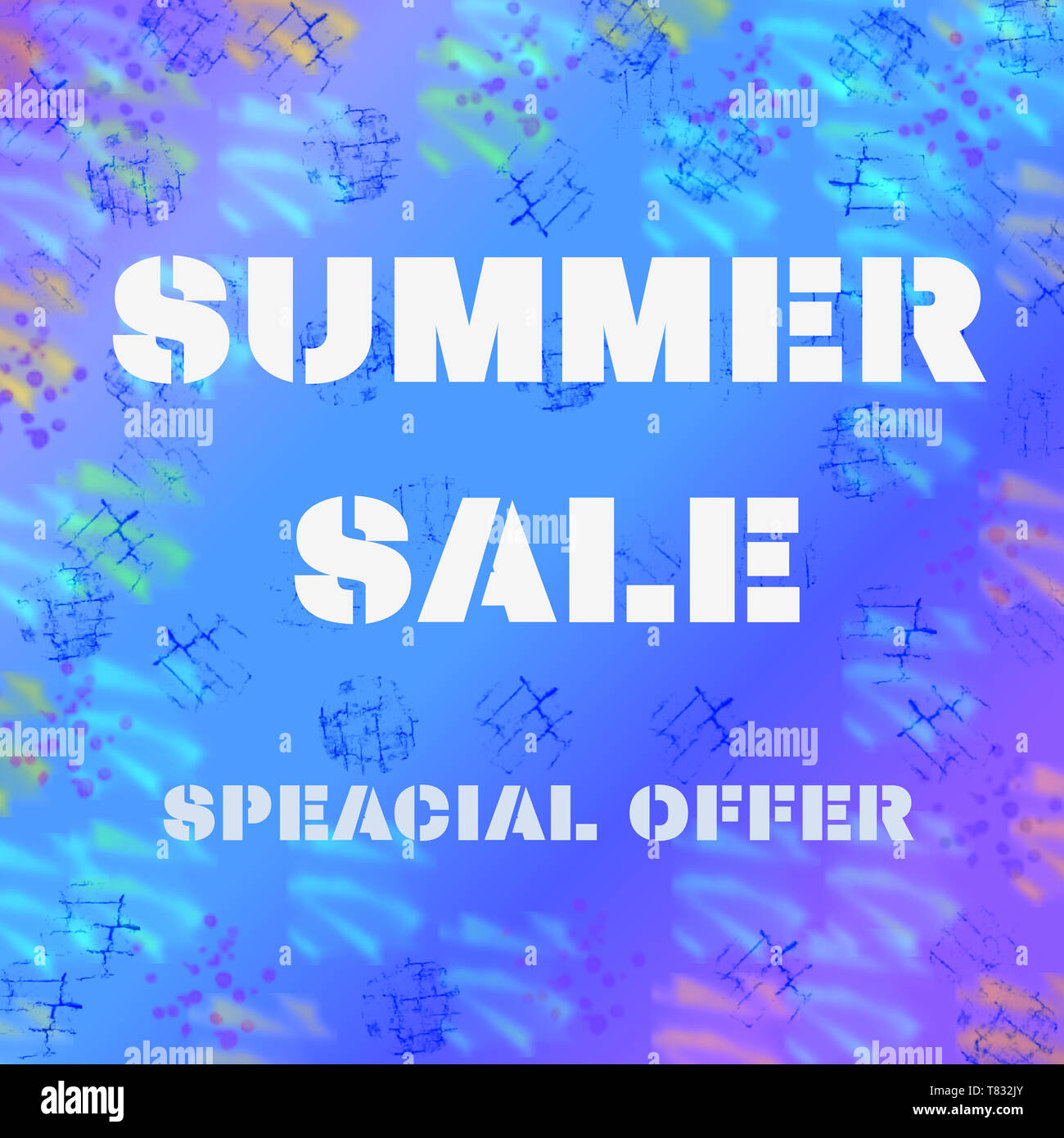 Summer sale text on beautiful blue background with summer vibes Stock ...