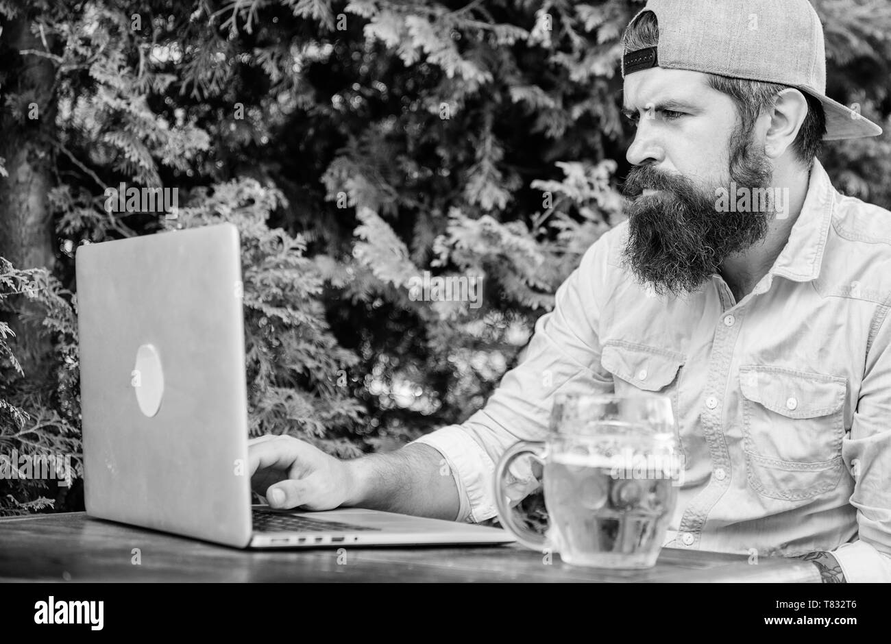 Man work hard laptop Black and White Stock Photos & Images - Alamy
