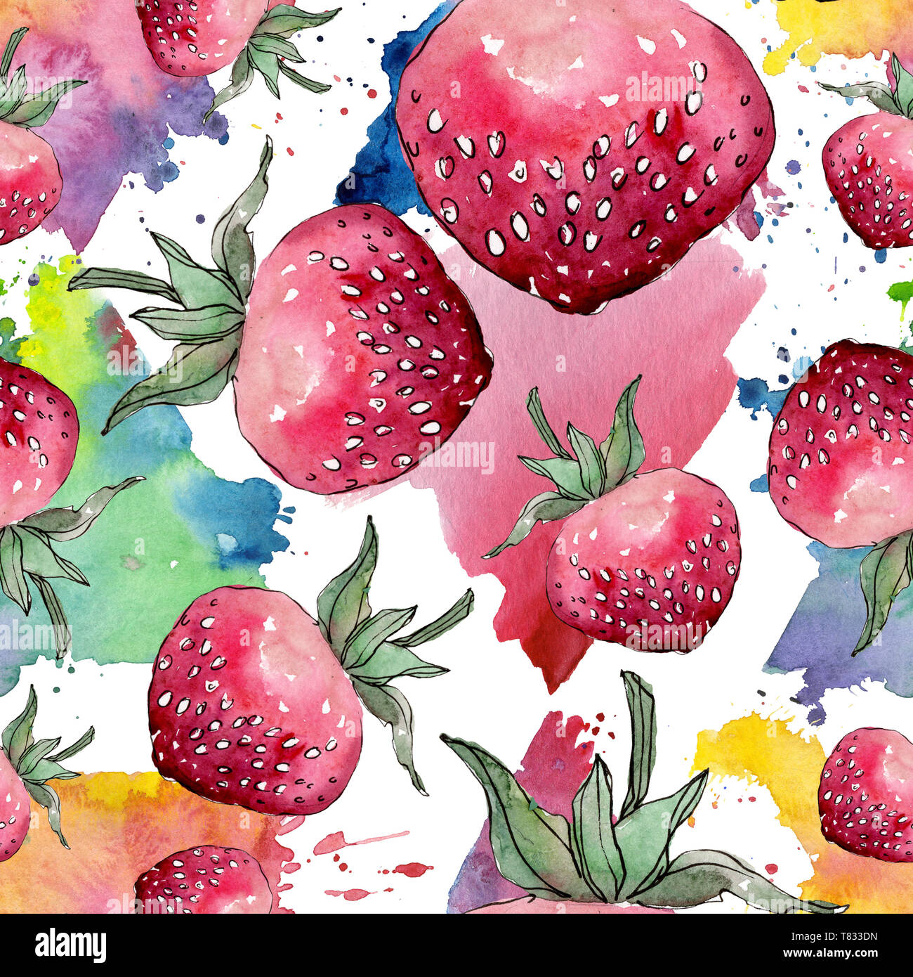 Strawberry healthy food. Watercolor background illustration set ...