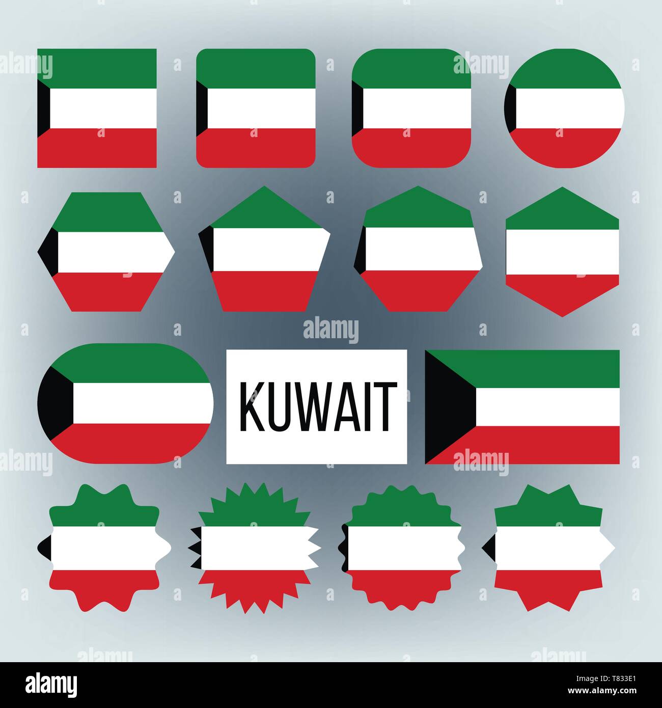 Kuwait Flag Collection Figure Icons Set Vector. White, Green, Red And ...