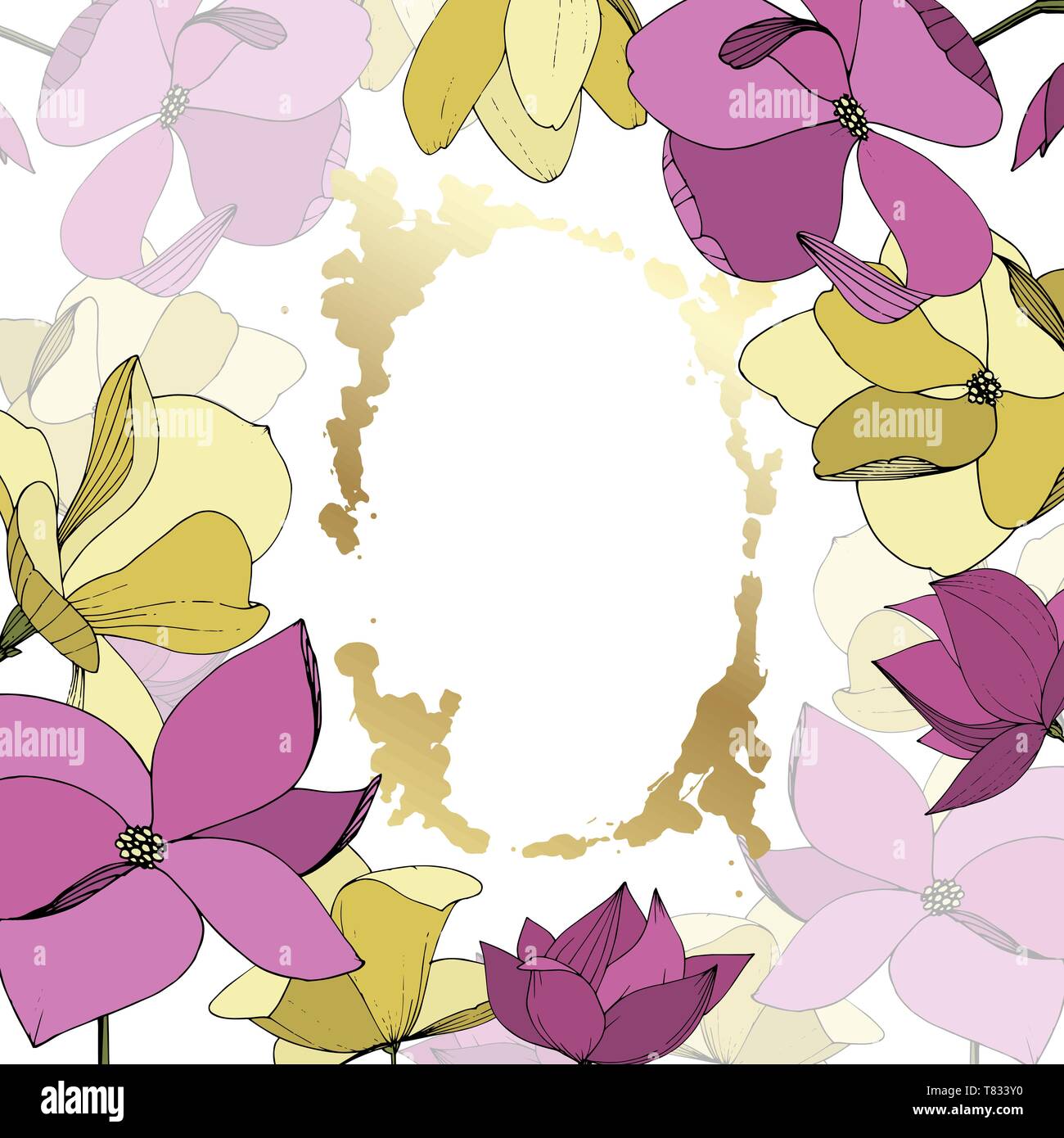 Purple and yellow flower border Stock Vector Images - Alamy