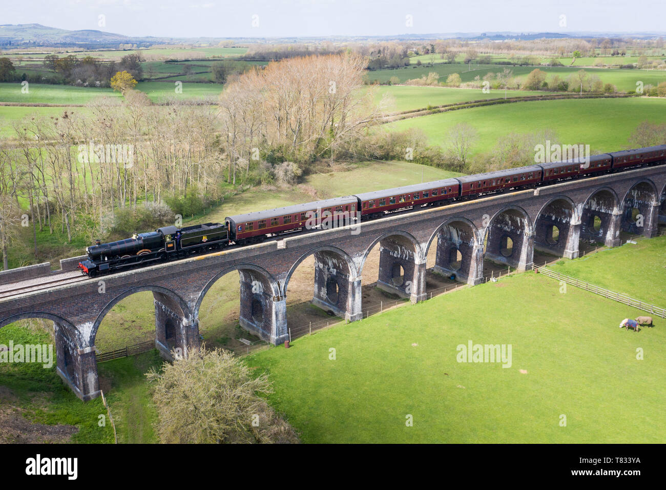 Stanway Viaduct, near Toddington, Gloucestershire, UK. Spring is in the ...
