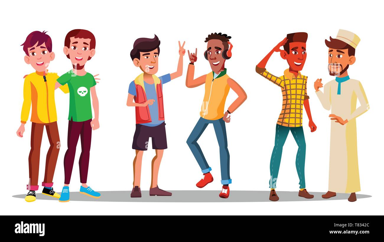 International Characters Buddies Meeting Vector. International Friends ...