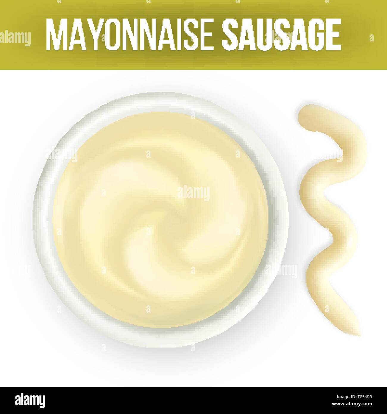 Mayonnaise Sauce In Dip Bowl And Splash Vector. Spread Classical White ...