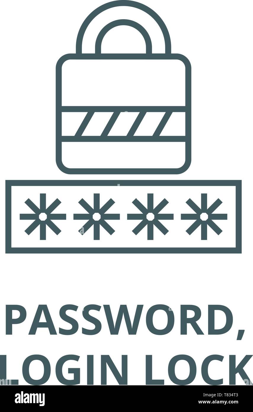 Password,login lock vector line icon, outline concept, linear sign ...