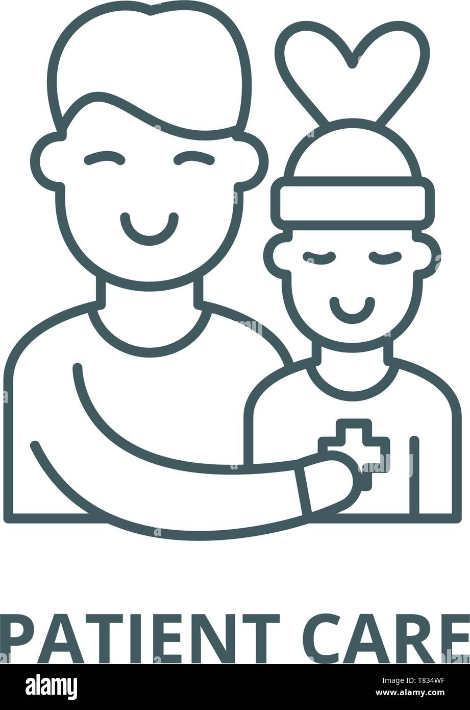 Patient care vector line icon, linear concept, outline sign, symbol ...