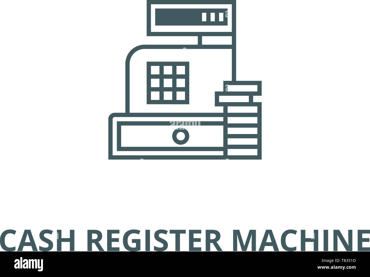 Payment,cash register machine vector line icon, linear concept, outline ...