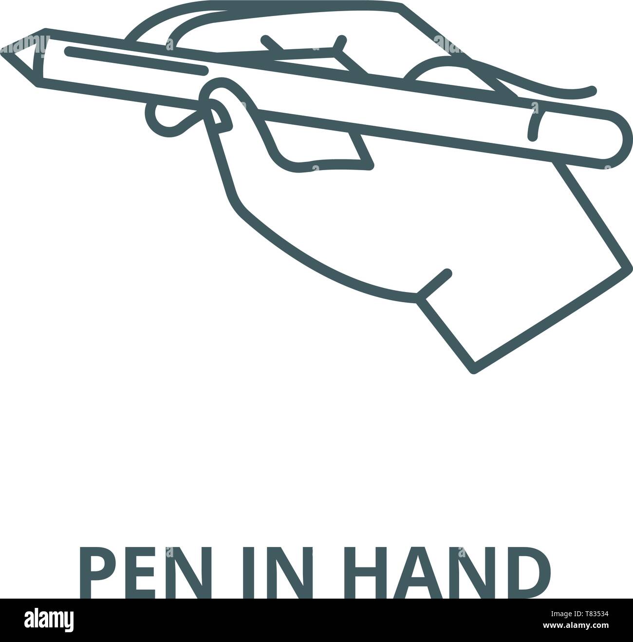Pen in hand vector line icon, linear concept, outline sign, symbol ...