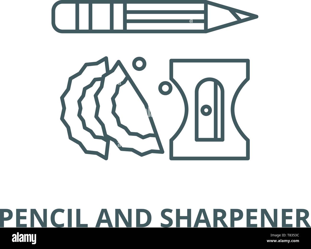 Pencil and sharpener vector line icon, linear concept, outline sign ...