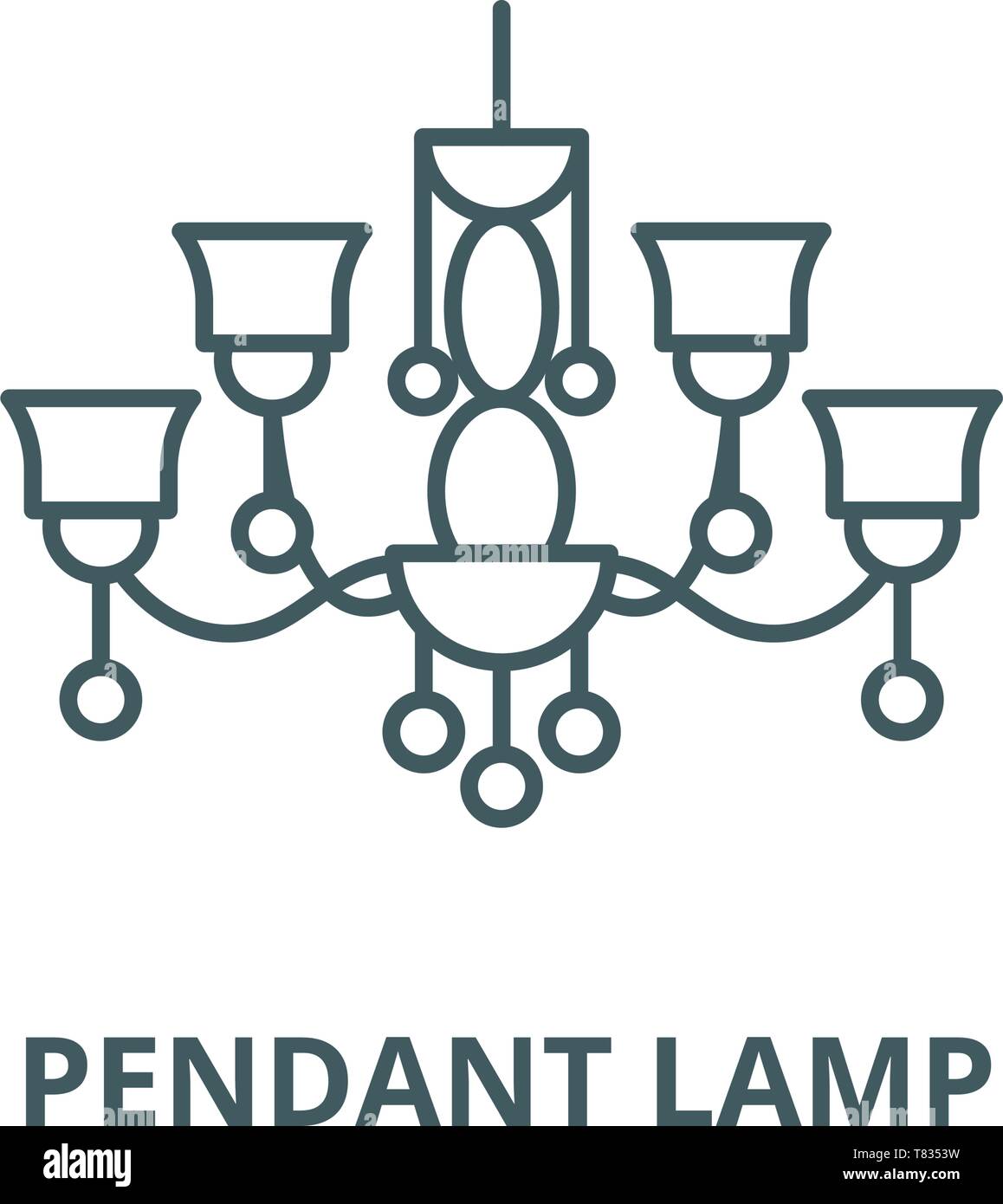 Pendant lamp vector line icon, linear concept, outline sign, symbol ...
