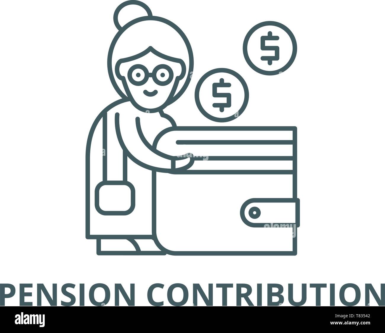 Pension contribution vector line icon, linear concept, outline sign ...