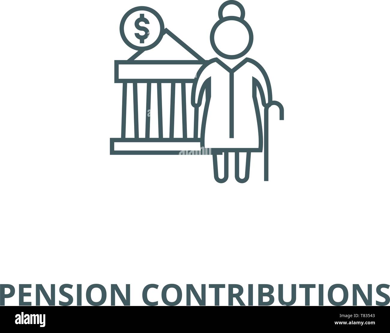 Pension contributions vector line icon, linear concept, outline sign ...