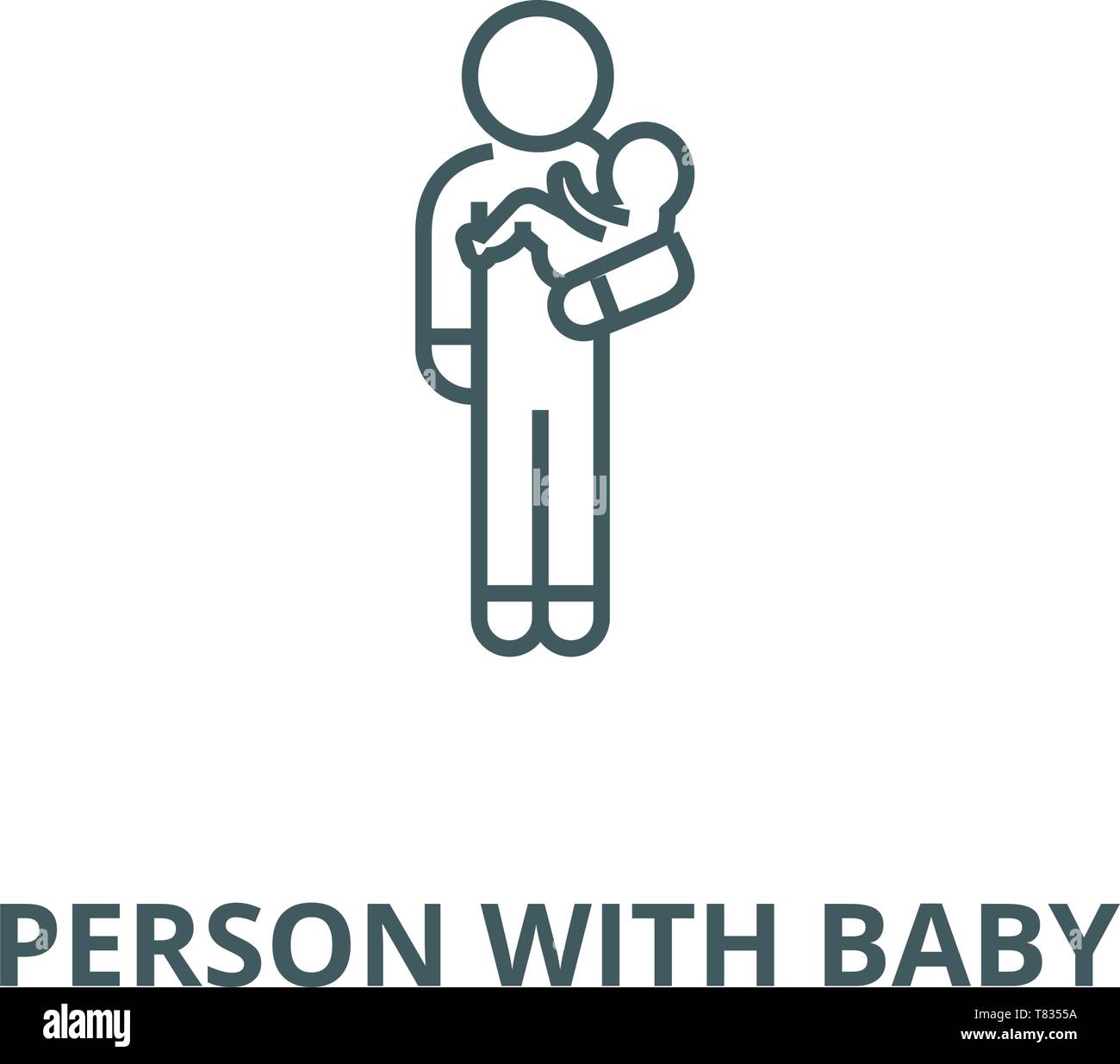 Person with baby vector line icon, linear concept, outline sign, symbol ...