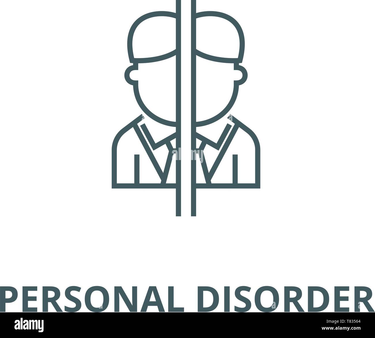 Personal disorder,duplicity,double game vector line icon, linear ...