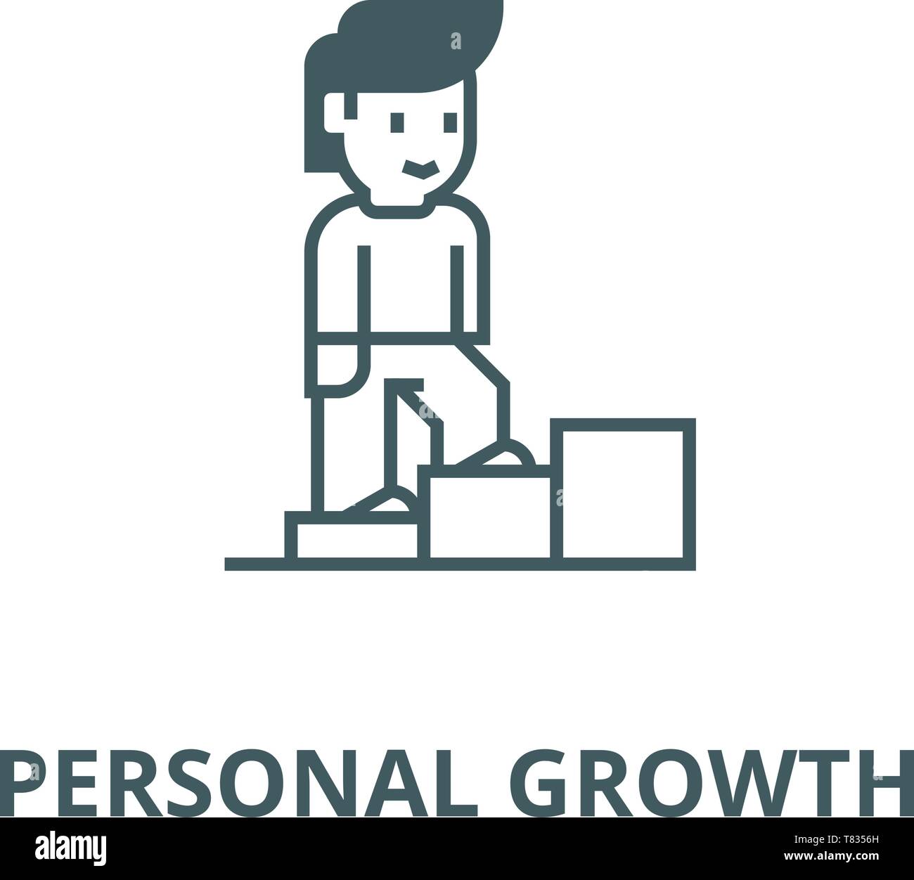 Personal growth,man stairs up vector line icon, linear concept, outline ...