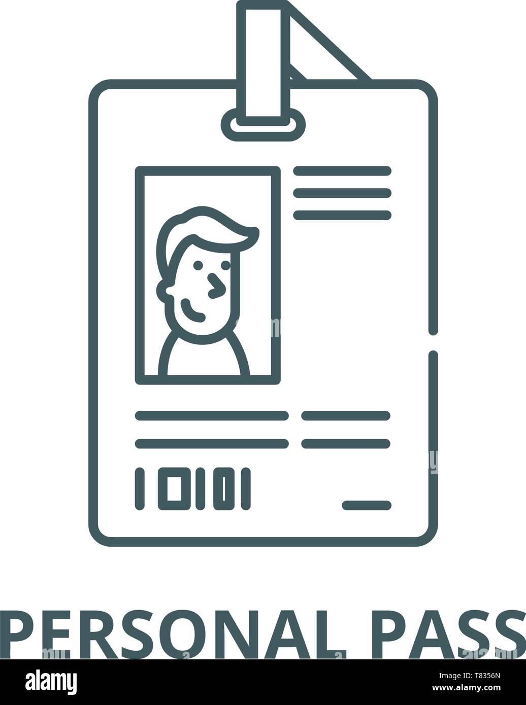 Personal pass vector line icon, linear concept, outline sign, symbol ...