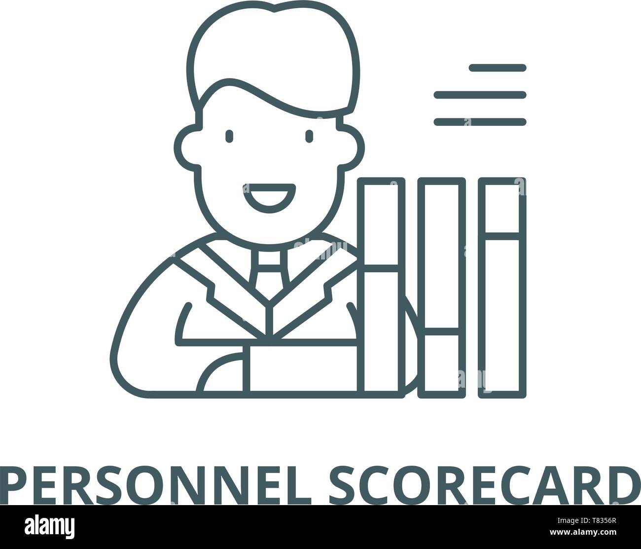 Personnel scorecard vector line icon, linear concept, outline sign ...