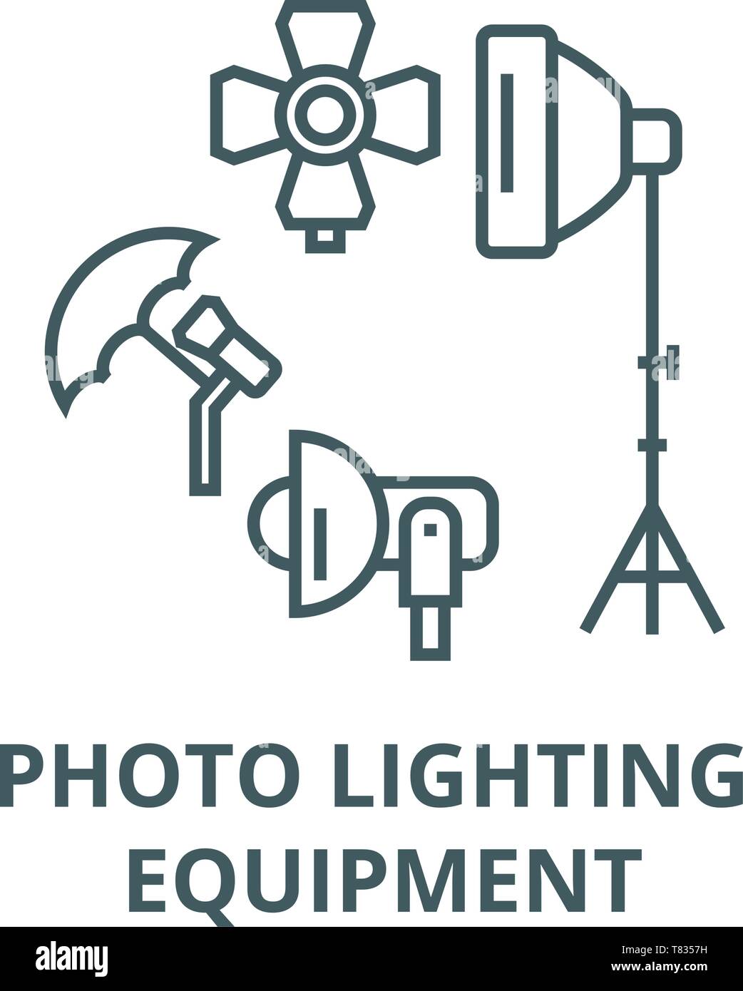 Photo studio, lighting equipment vector line icon, linear concept ...