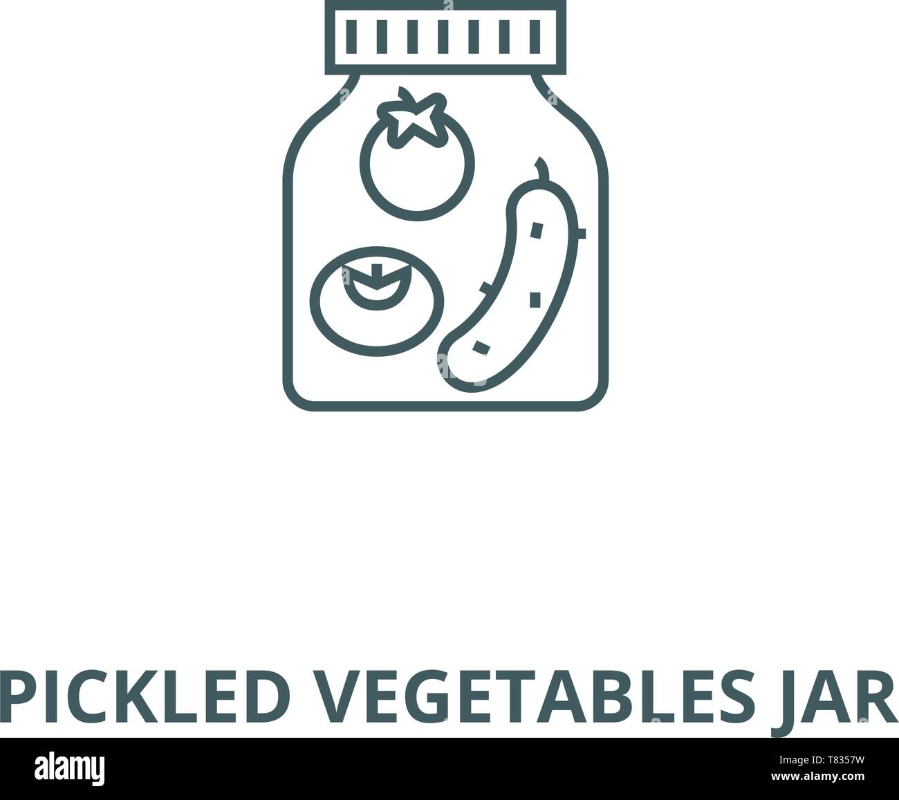 Pickled vegetables jar vector line icon, linear concept, outline sign ...