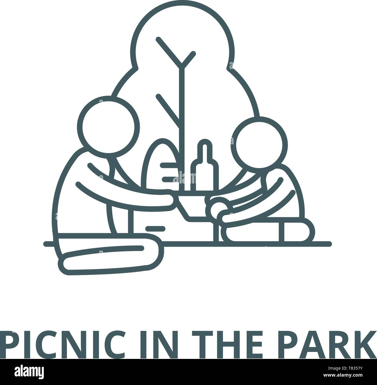 Picnic in the park vector line icon, linear concept, outline sign ...