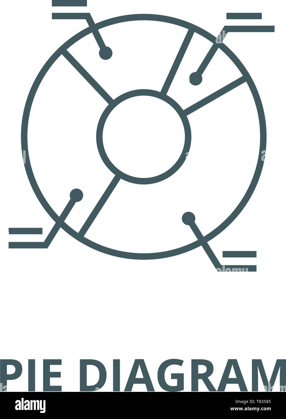 Pie diagram illustration vector line icon, linear concept, outline sign ...