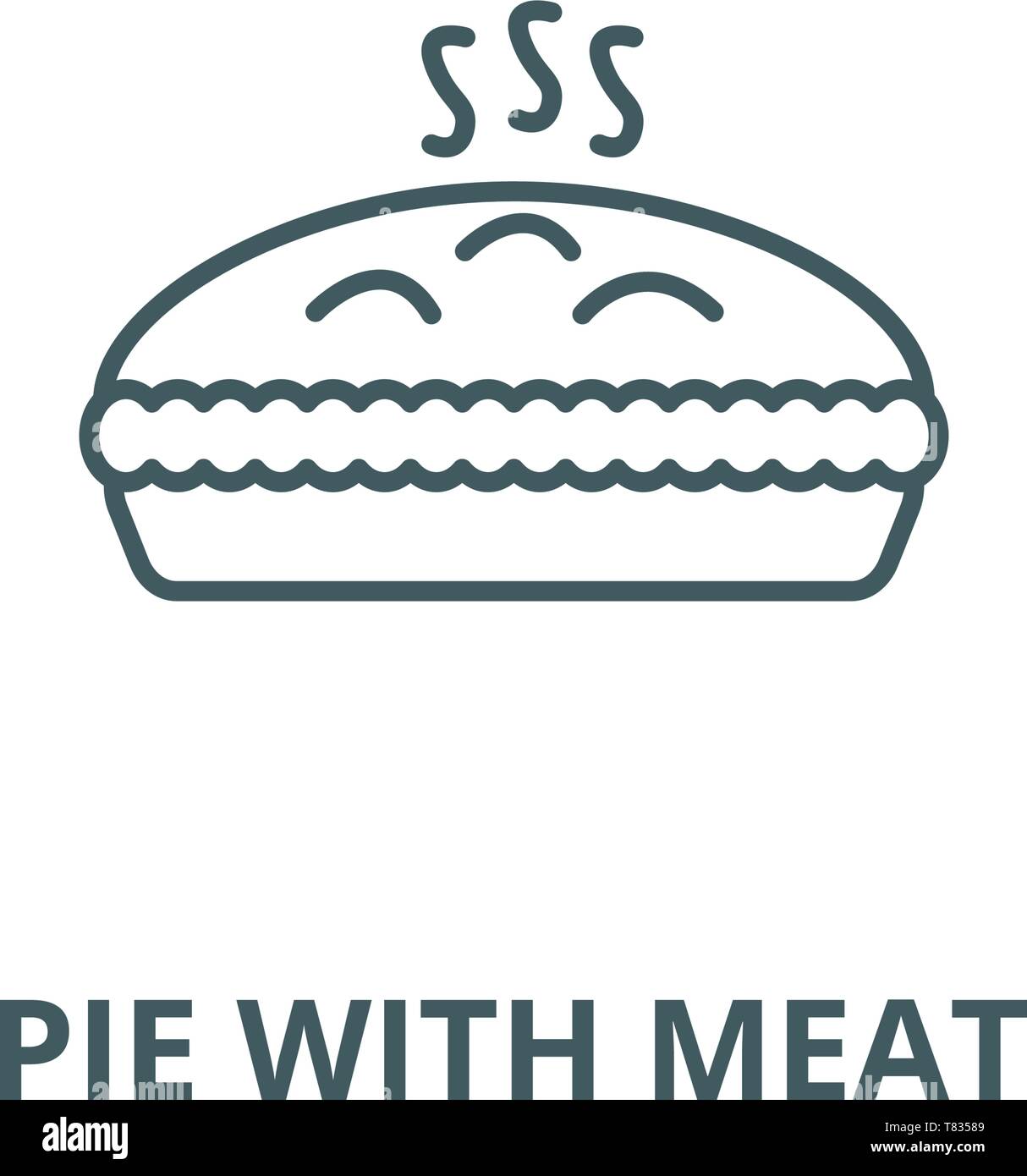 Pie with meat vector line icon, linear concept, outline sign, symbol ...