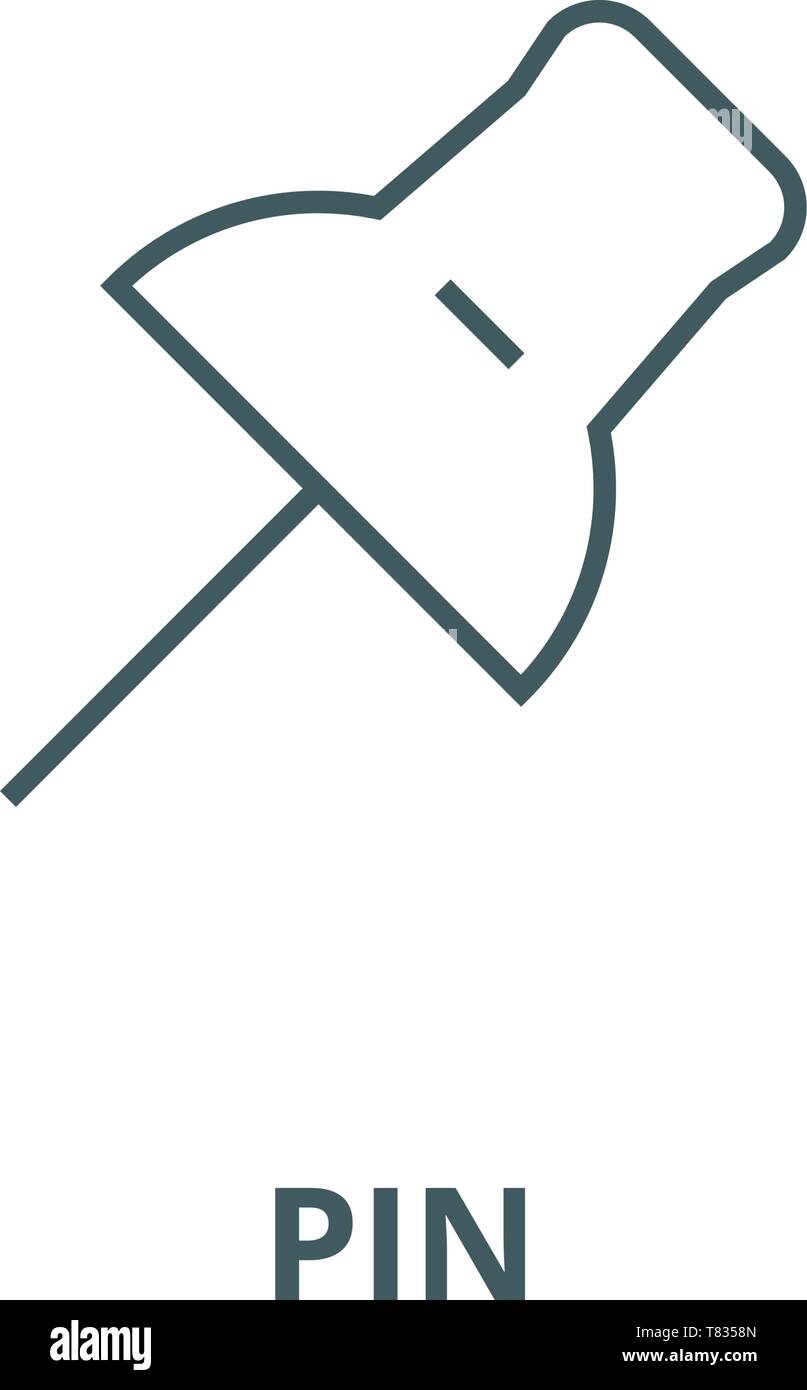 Pin vector line icon, linear concept, outline sign, symbol Stock Vector ...