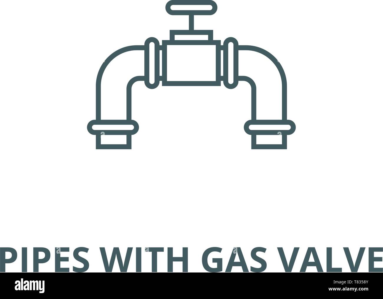 Pipes with gas valve vector line icon, linear concept, outline sign ...