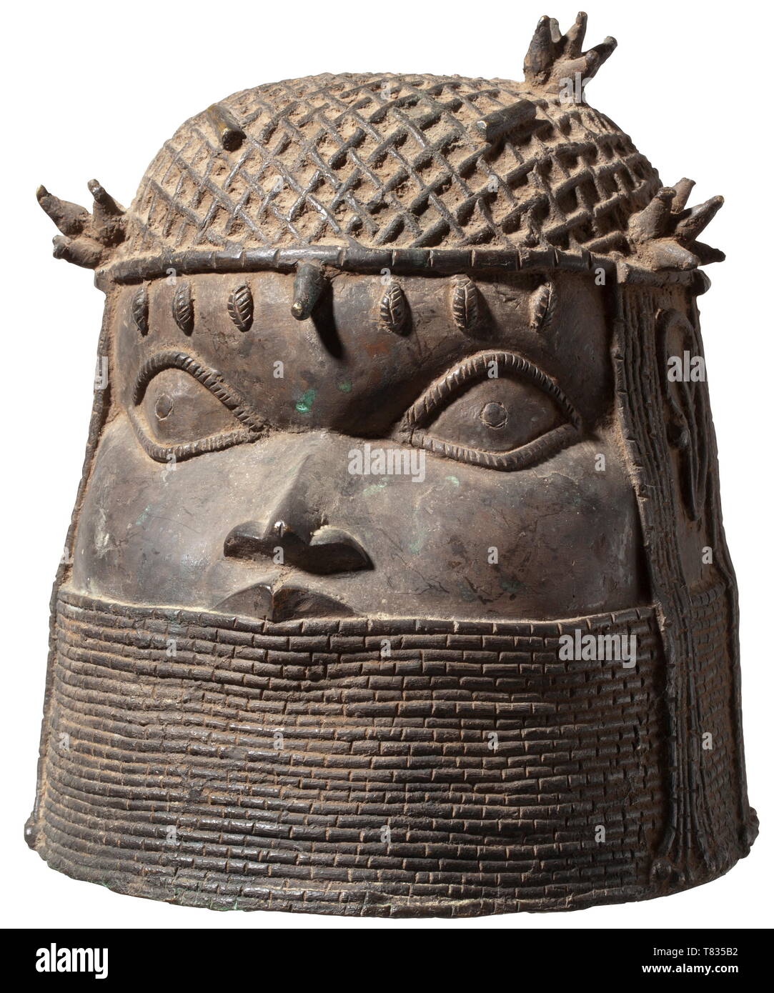 A head of an Oba Benin, Nigeria. Bronze with dark patina. Expressive ...