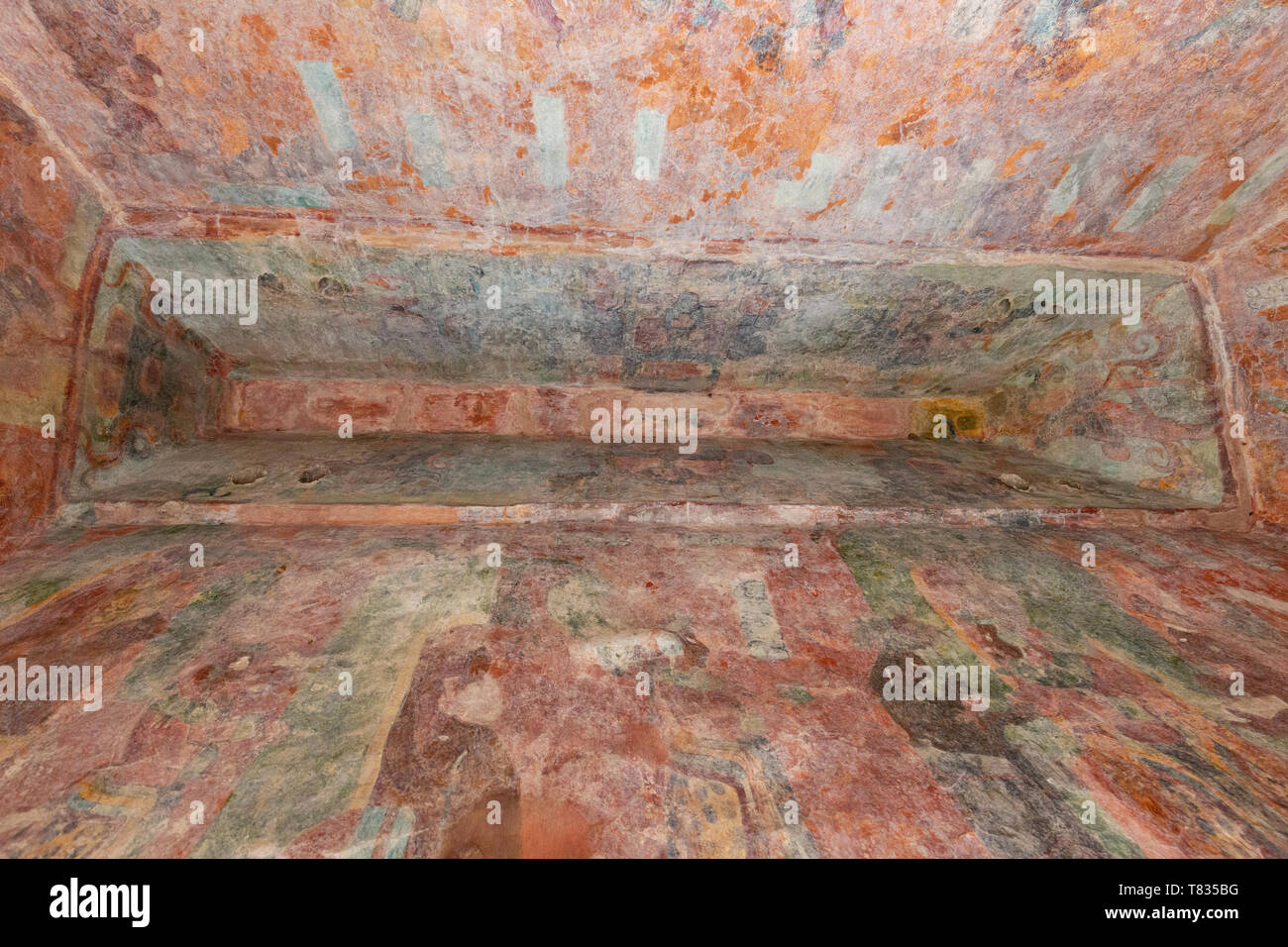 Bonampak Murals; mayan murals at Bonampak, Mexico; This from Room 1 ...