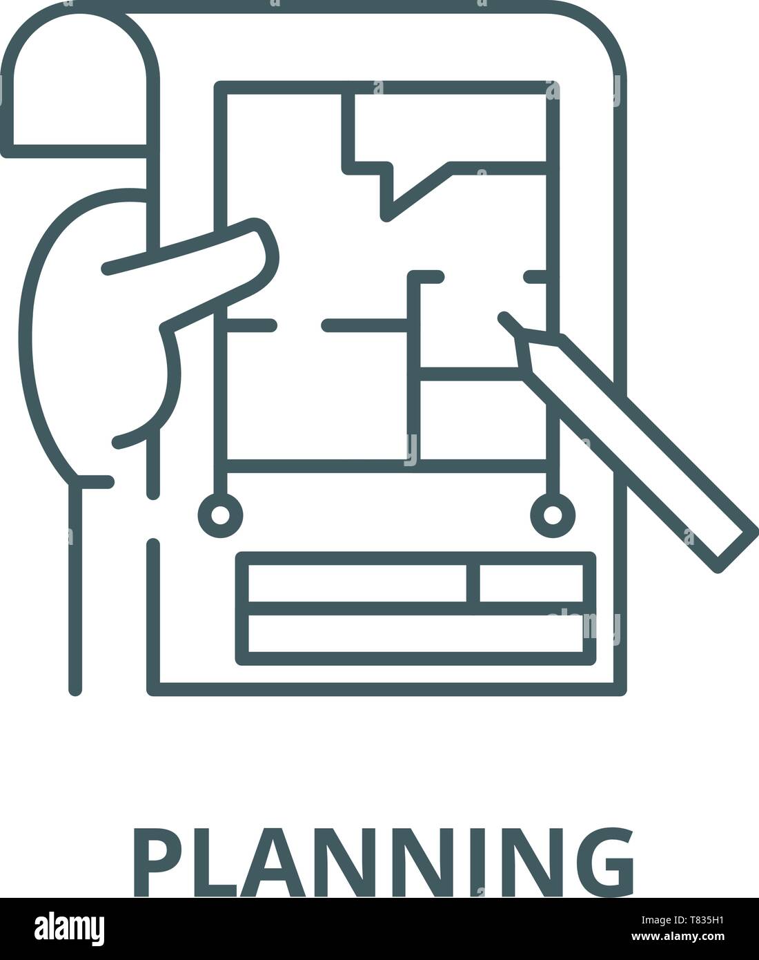 Planning vector line icon, linear concept, outline sign, symbol Stock ...