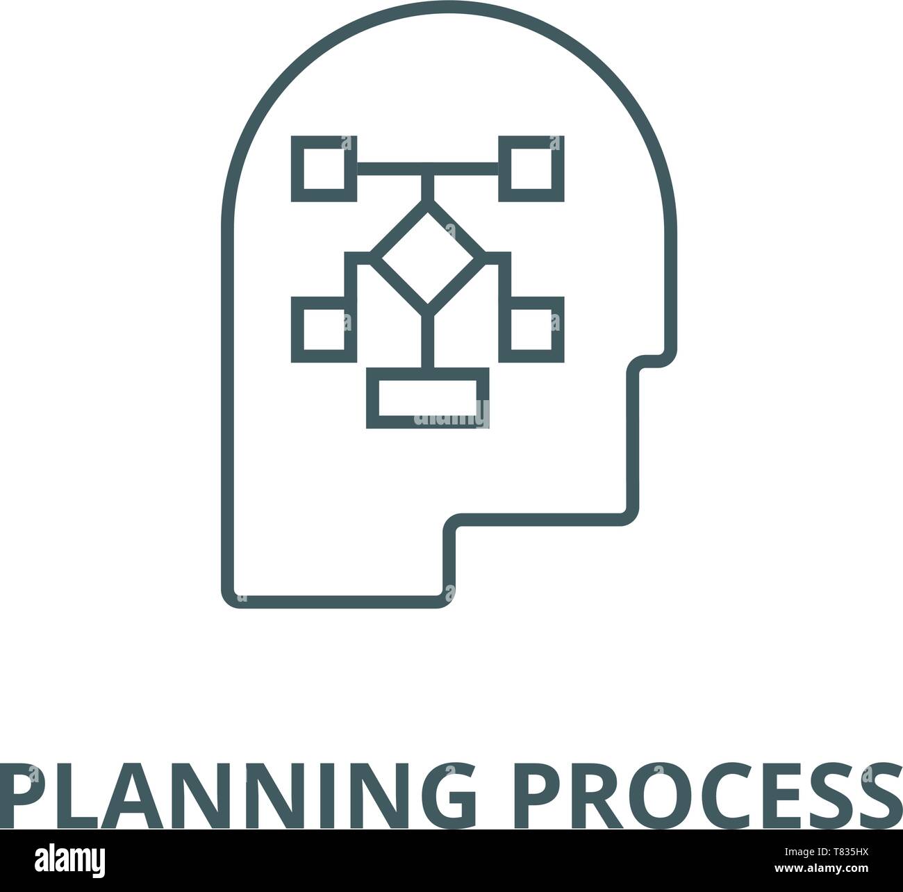 Planning process head vector line icon, linear concept, outline sign ...