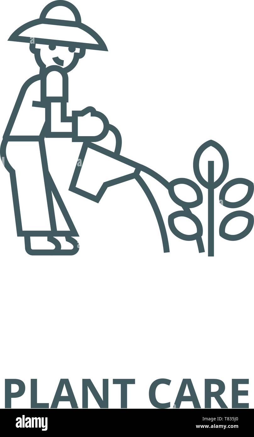 Plant care vector line icon, linear concept, outline sign, symbol Stock ...